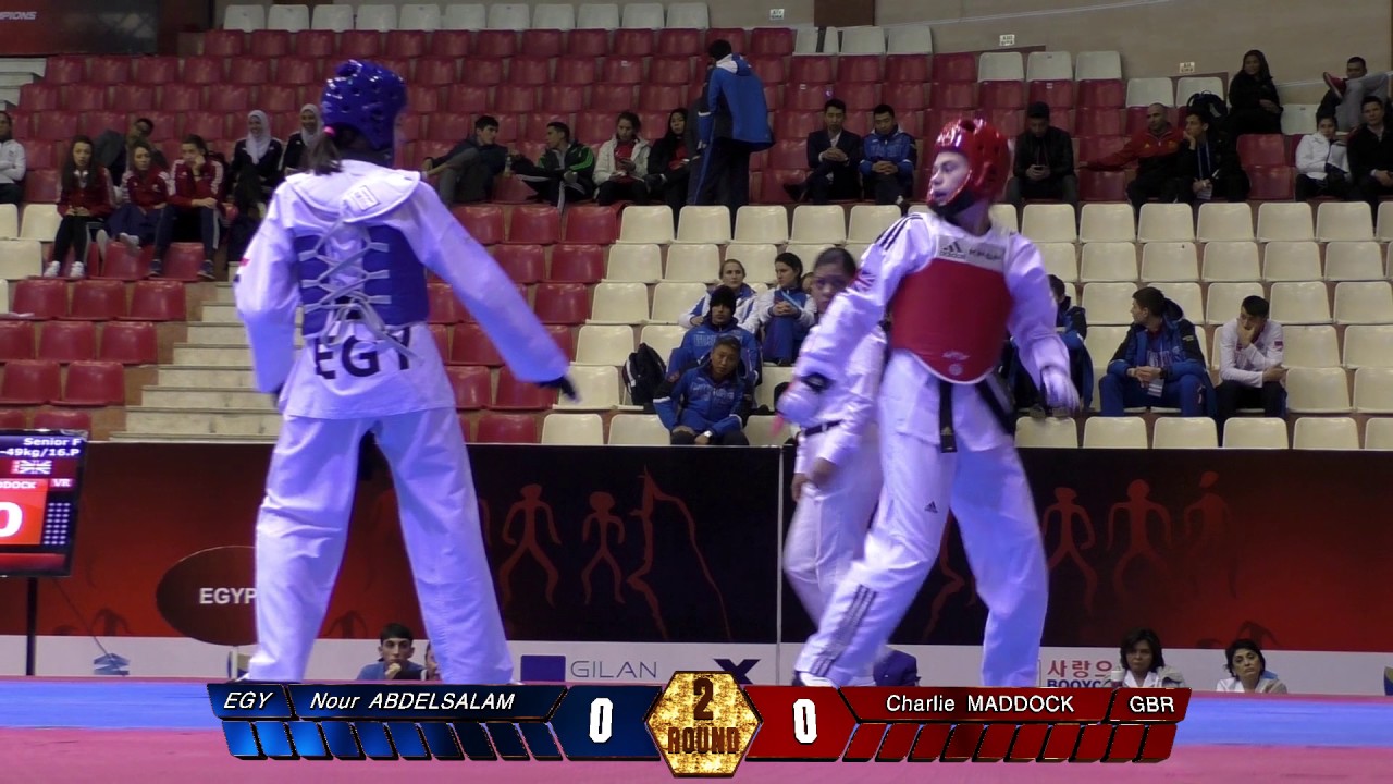 Nour ABDELSALAM (EGY) vs Charlie MADDOCK (GBR). Female -49. Taekwondo ...