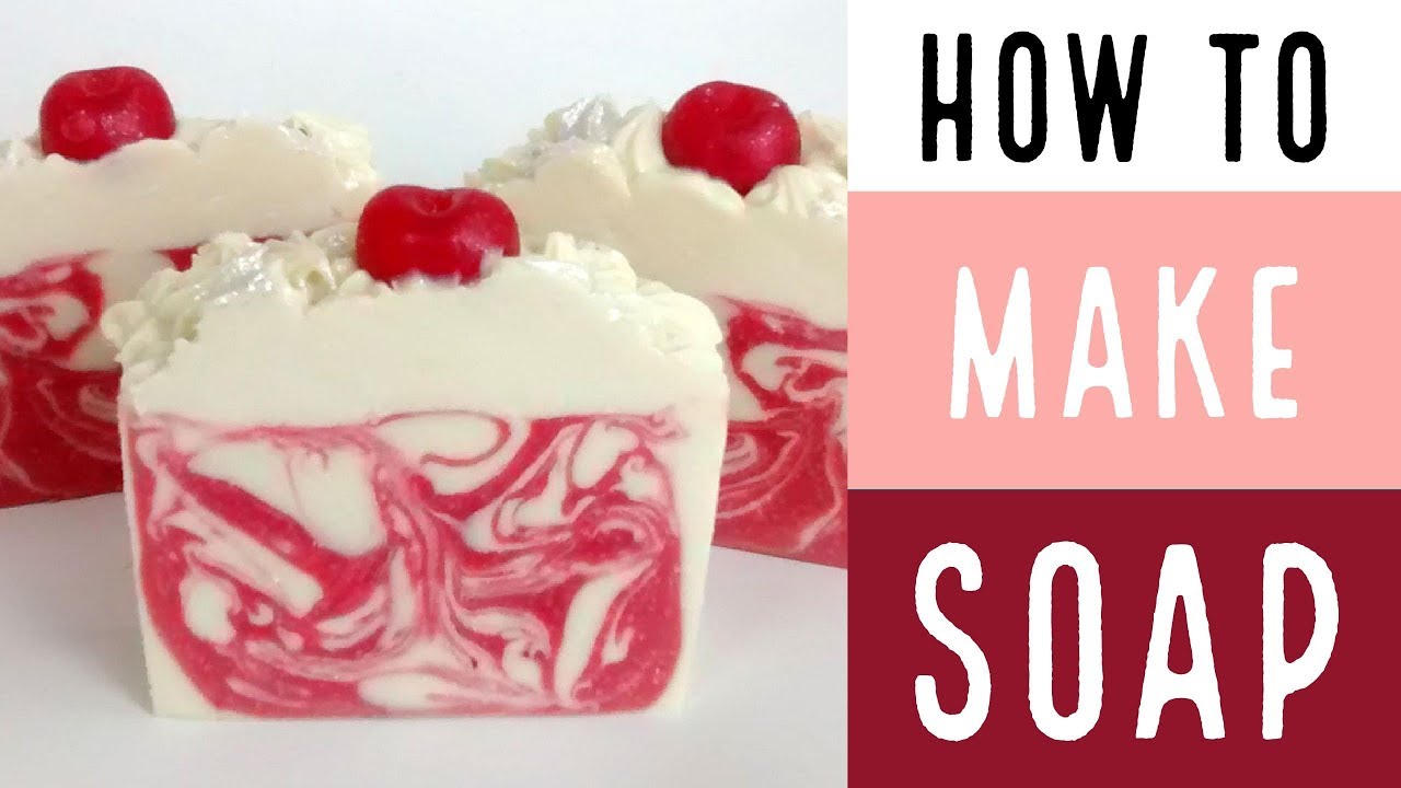 Cherry Swirl Soap with Soap Recipe / How to Make Soap - YouTube