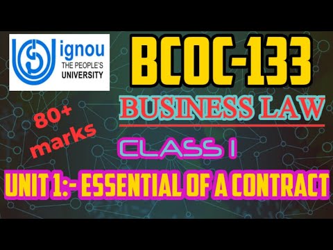 IGNOU || BCOMG 1st YEAR || BCOC-133 || BUSINESS LAW || UNIT 1 ...