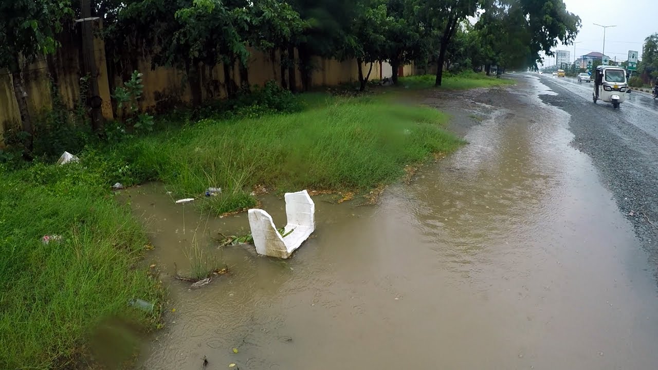 OMG!!! Plastic And Weed Clog Culvert Drain Water On Street Road - YouTube