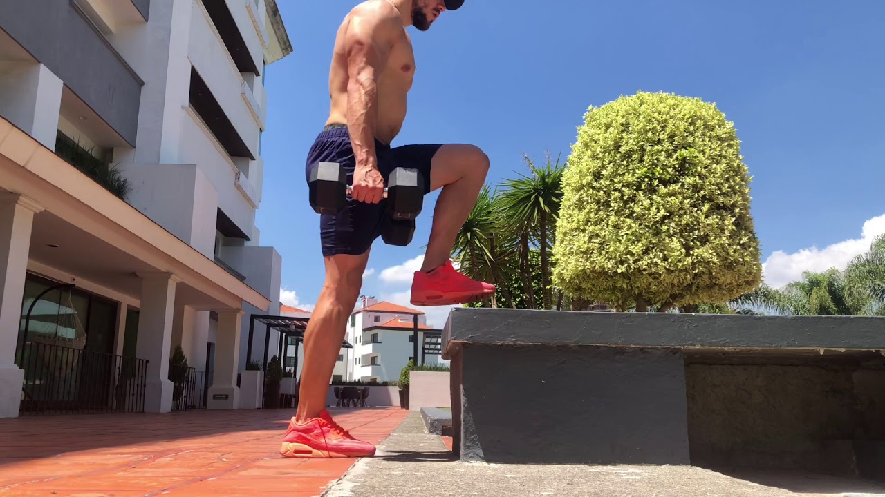 Weighted box step up - YouTube