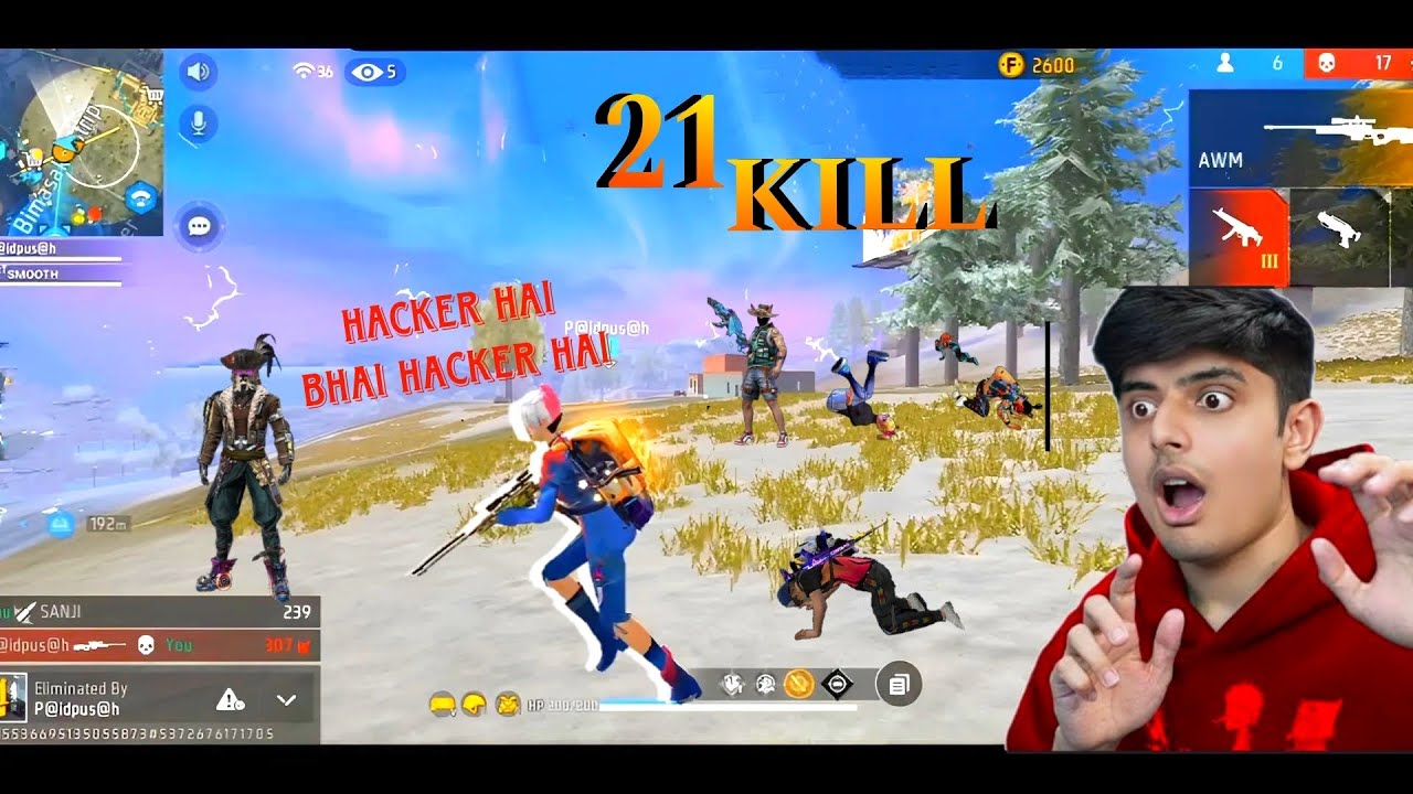 hacker in a game // using location tracker and headshot hack 🤯😱//21 killes😱 #freefire # ...