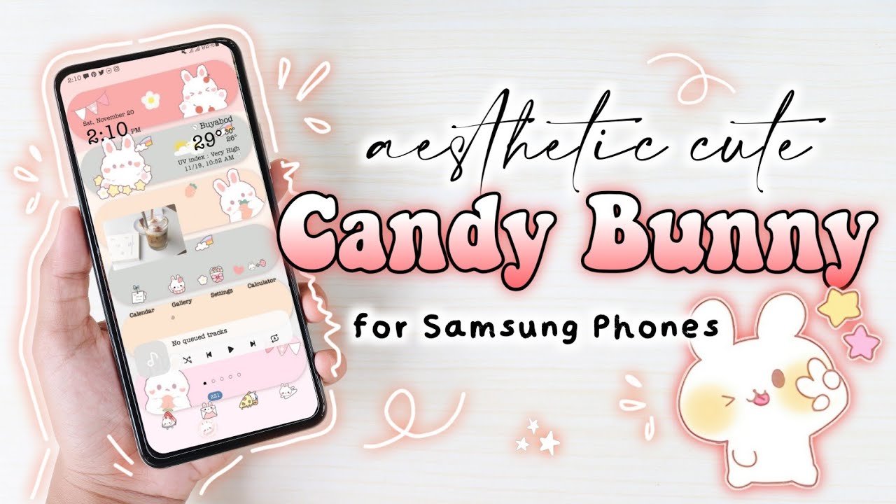 🐇 how to make your phone cute aesthetic - cute rainbow candy bunny ...