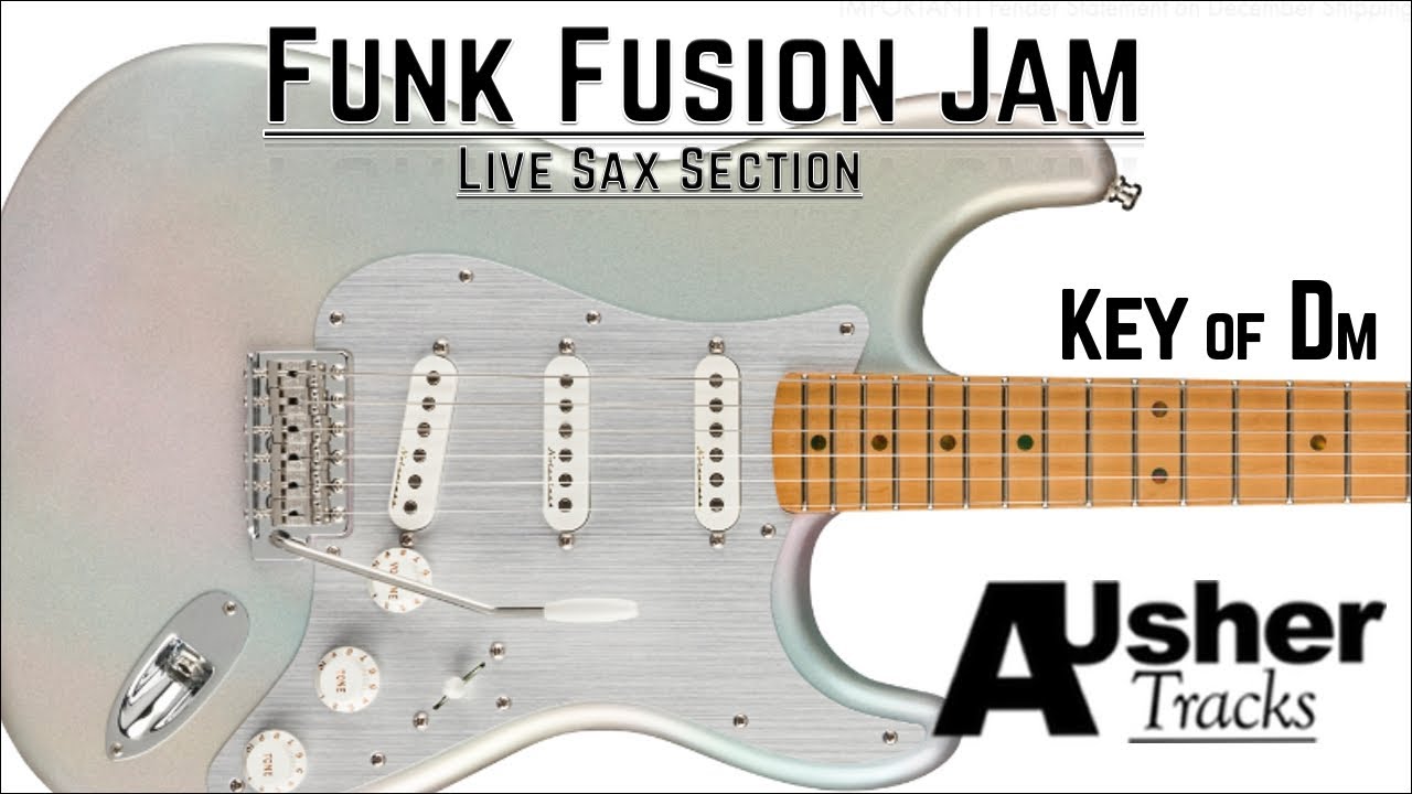 Funk Fusion in D minor with live horns | Guitar Backing Track - YouTube
