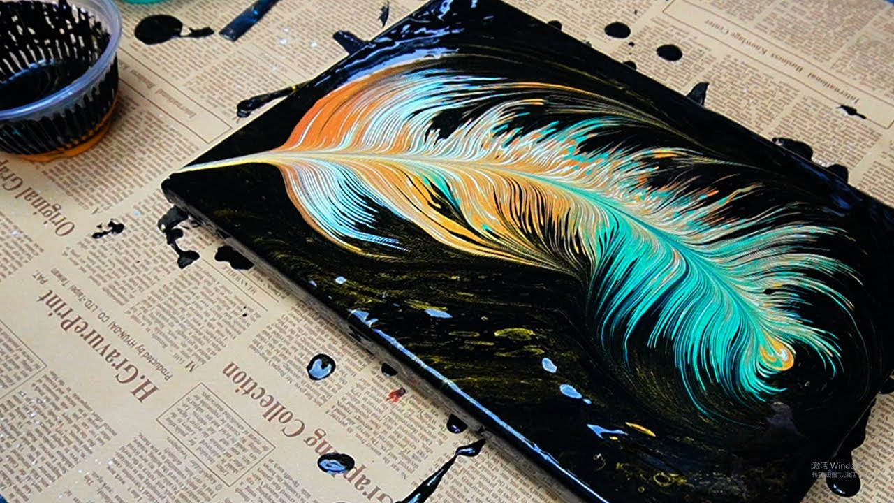 How to Paint a Champagne Feather | Stunning Fluid Art Acrylic Pour ...