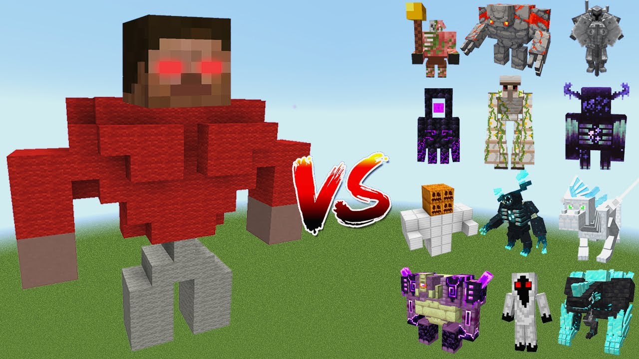 BLOOD HEROBRINE vs All Minecraft Mutant Bosses - MInecraft Mob Battle ...