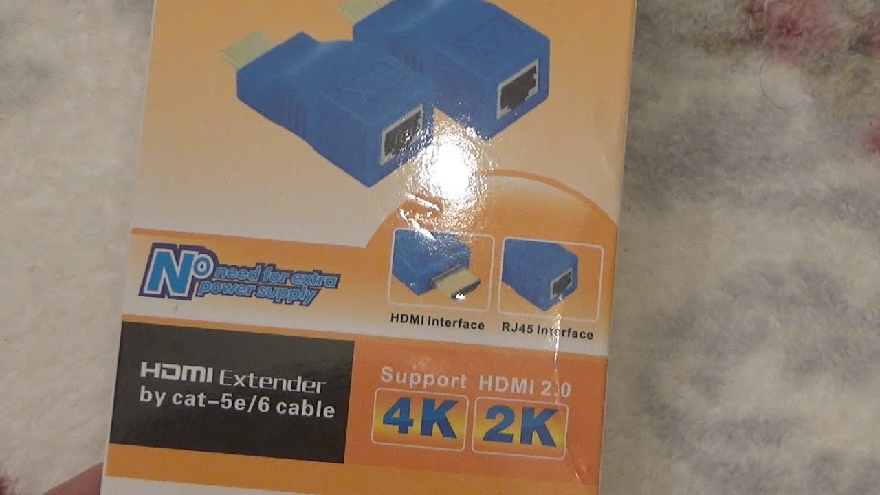 HDMI Extender by CAT-5e/6 Cable Unboxing and Test - YouTube