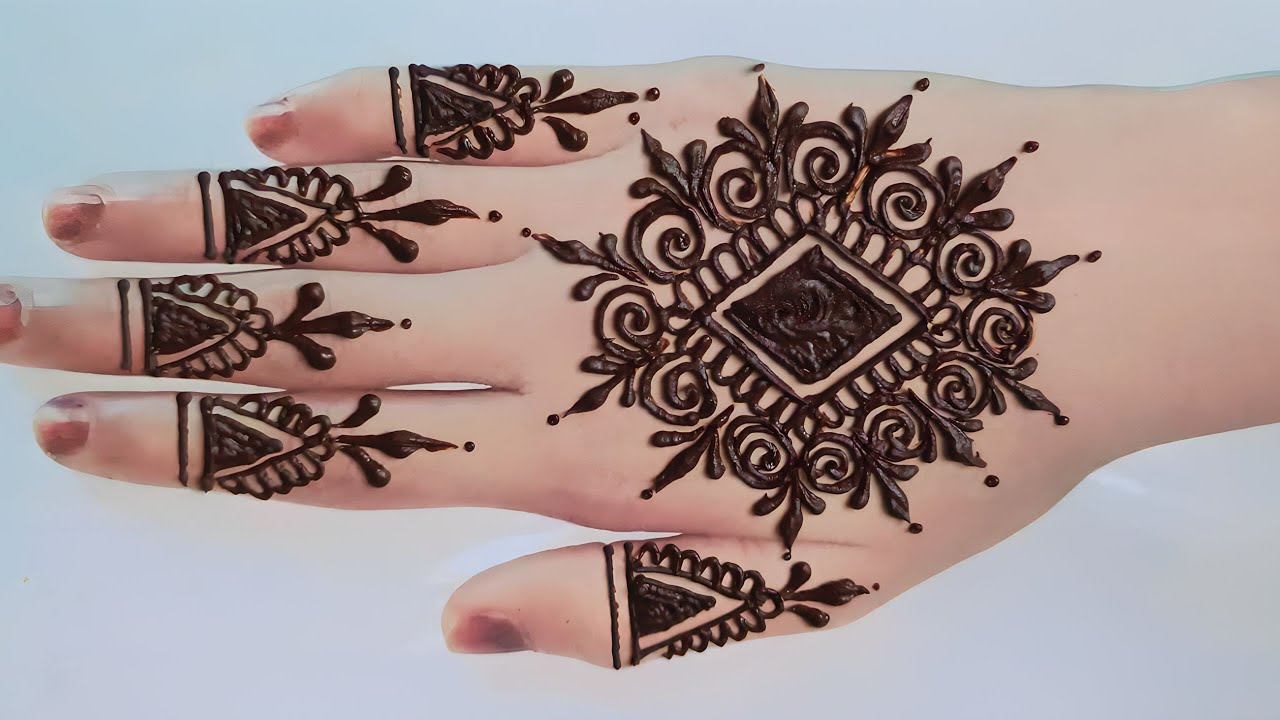tikki easy simple mehndi design for right hands - YouTube