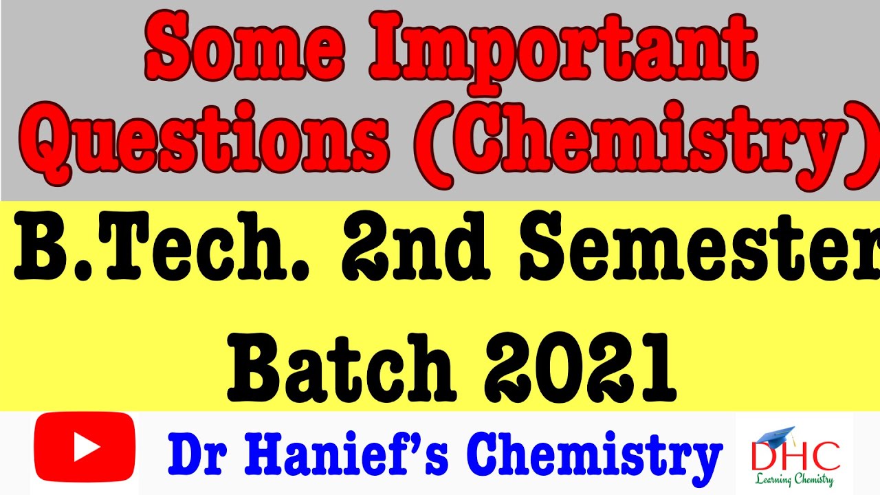 Engg. Chemistry | IMPORTANT QUESTIONS FOR B.TECH. 2ND SEM CHEMISTRY ...