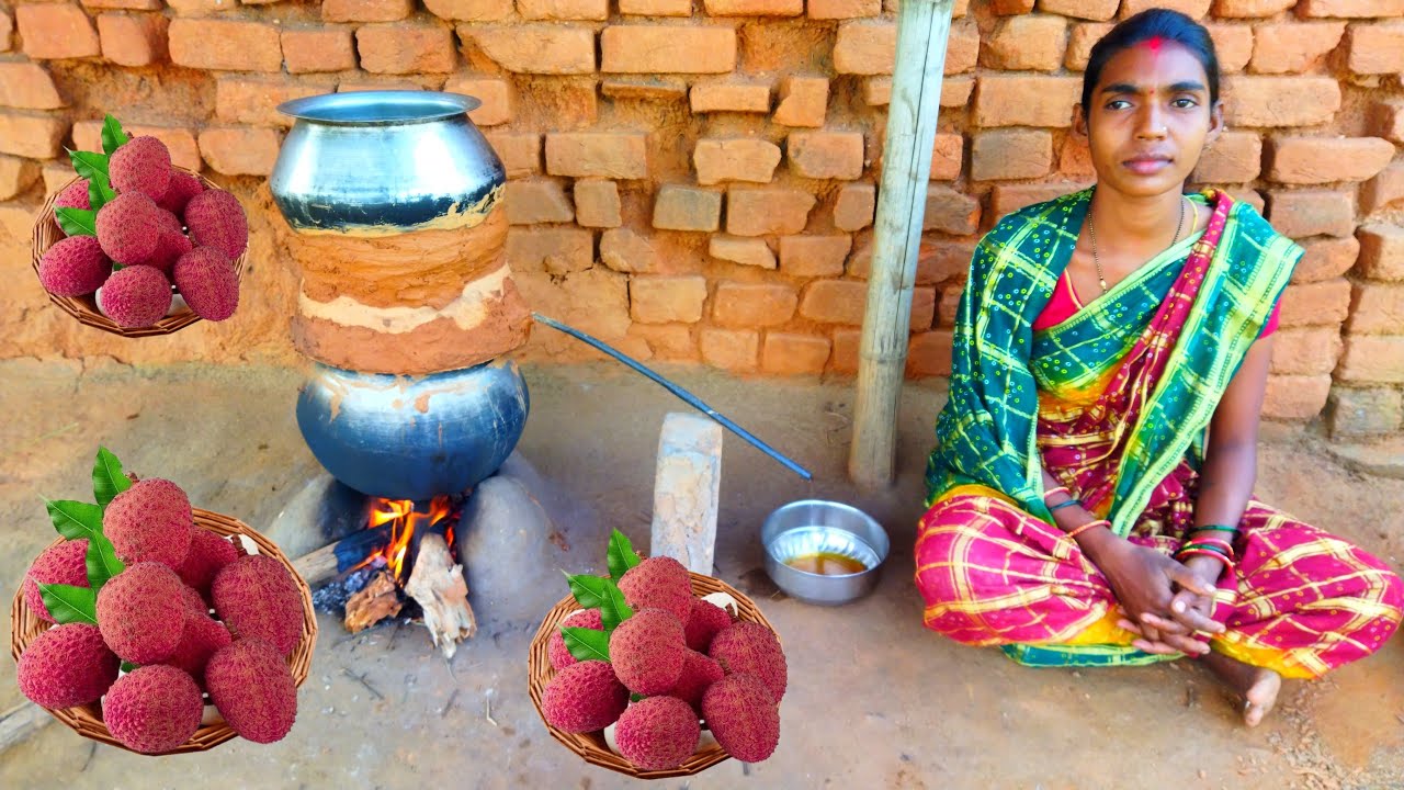 Lichi wine making and drinking | village cooking | santali recipe |wine ...
