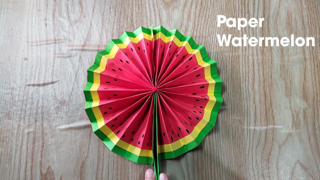 How To Make a Paper Watermelon Fan | Easy Watermelon Paper Fan Craft ...