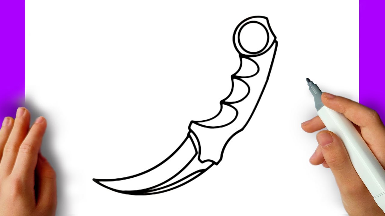 How to draw Karambit. Step by step. - YouTube