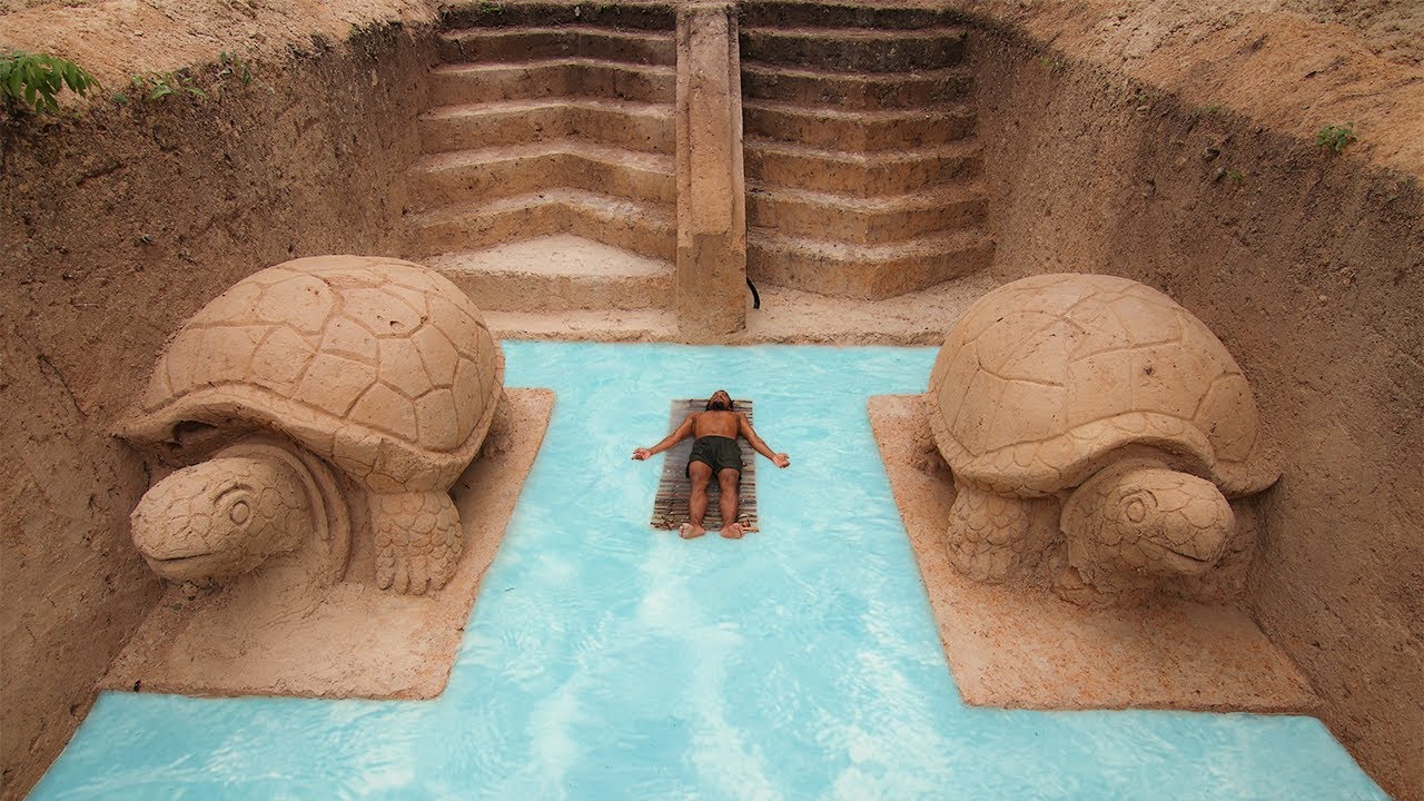 My Real Life-65 Days Build Billionaire Turtle Underground Swimming Pool ...