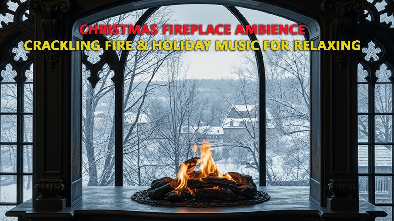 Christmas Fireplace Ambience 🎄 Crackling Fire & Holiday Music for ...