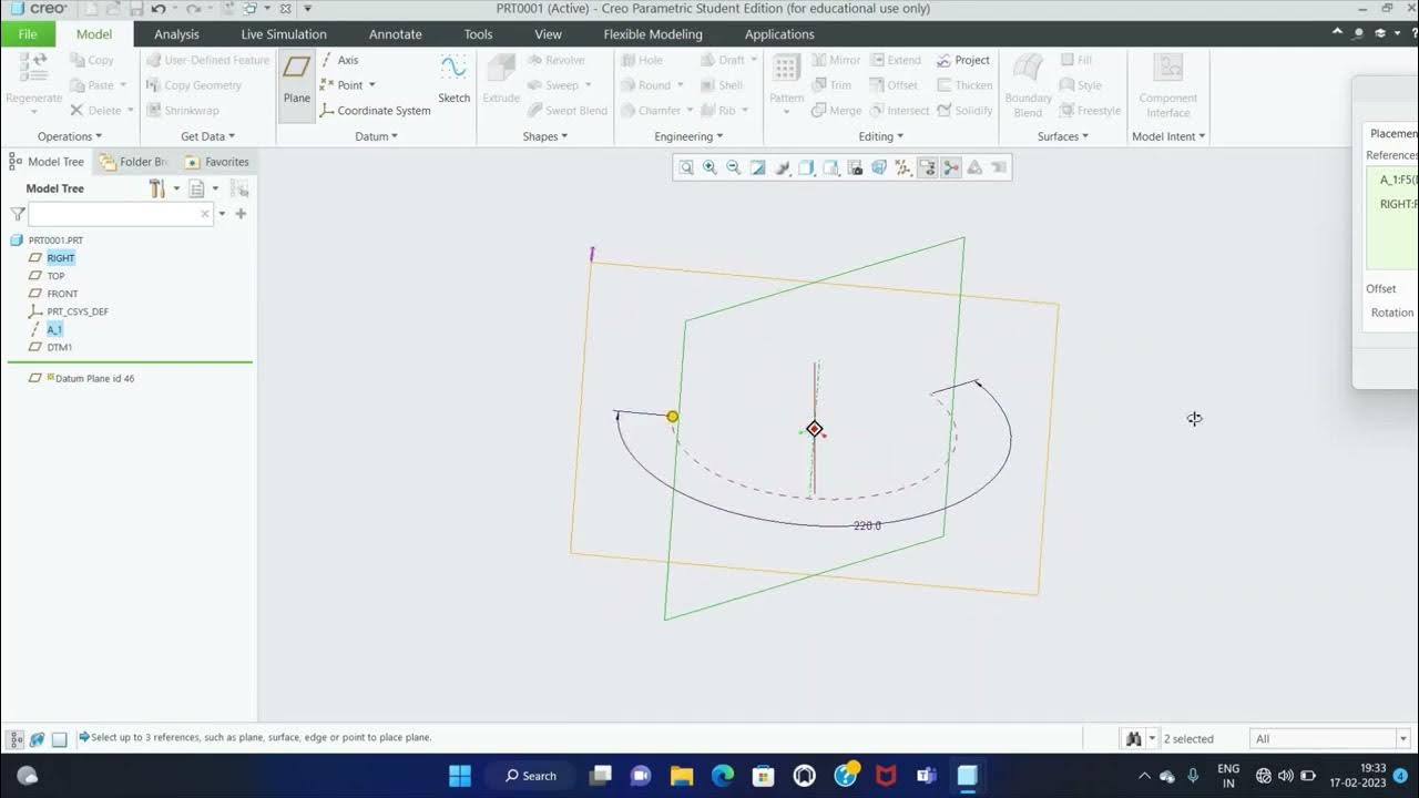 Create Datum Plane at an Angle | Creo Parametric | Full Tutorial - YouTube