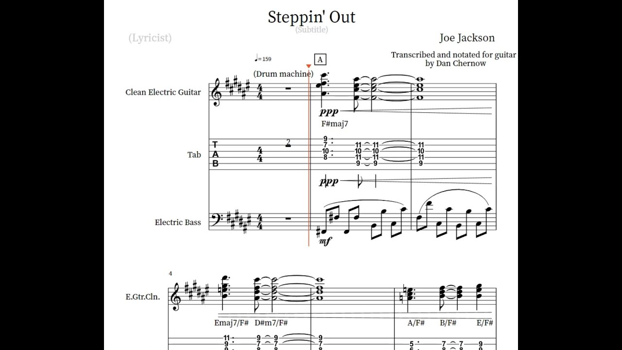 Steppin' Out- Joe Jackson (guitar arrangement w/tab) - YouTube