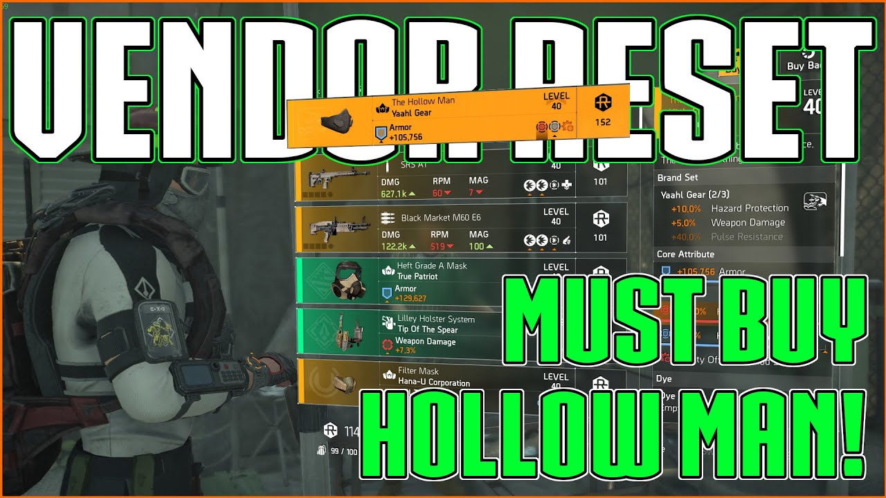 The Division 2 | Weekly Vendor Reset | Must Buy Hollow Man Mask!! | 25 ...