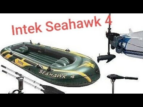 Intex Seahawk 4 inflatable boat with Shakespeare Glider 32lb trolling ...