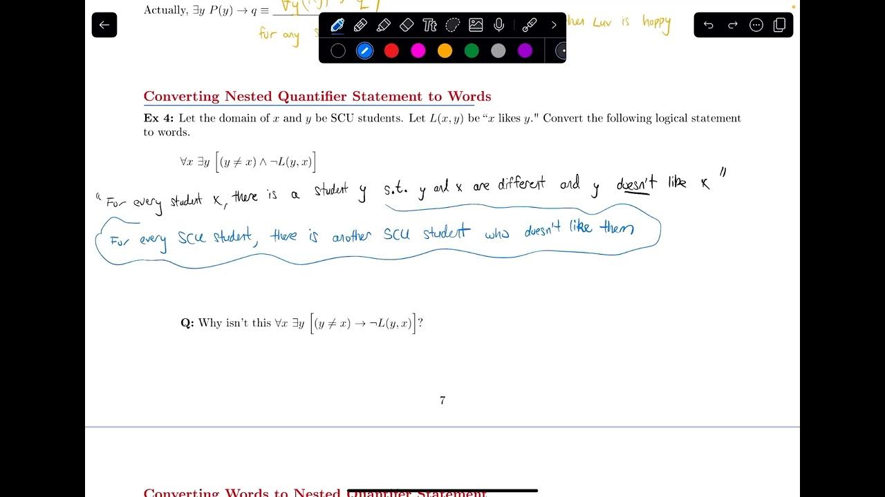 1.5.3 Converting Nested Quantifier Statement to Words || Logic || Discrete Math - YouTube