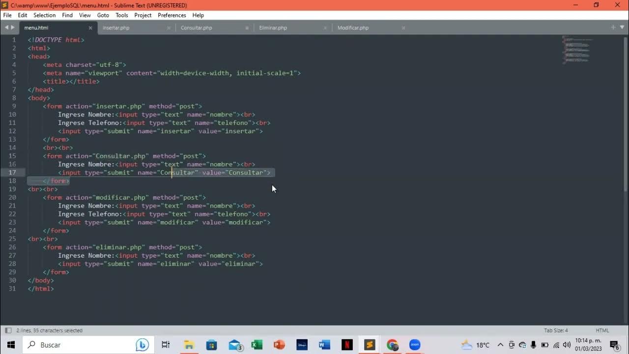 Insertar,Eliminar,Consultar y modificar en PHP MyADMIN - YouTube