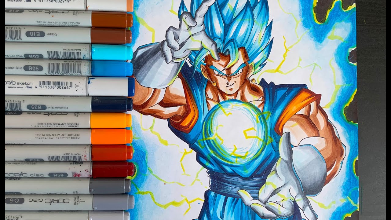 Drawing Vegito Super Saiyan Blue The Ultimate Invincible Fusion - YouTube