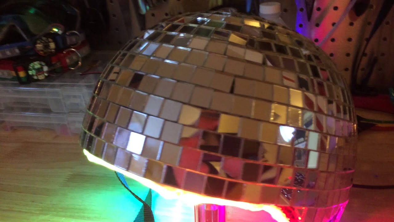 Custom LED Mirrorball helmet - YouTube