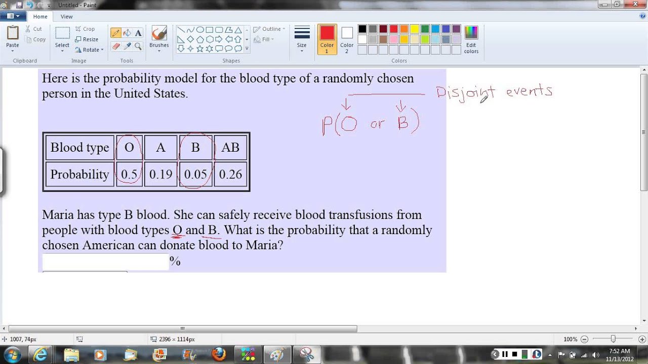 Probability Blood Types A and B - YouTube