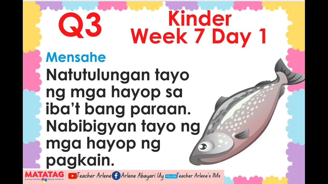 Quarter 3 Kinder Week 7 Day 1 Matatag Mga larawan ng mga hayop at mga ...