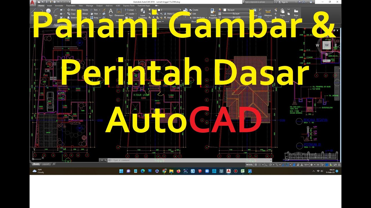 Untuk Pemula Perintah dasar Autocad , dan memahami gambar teknik - YouTube