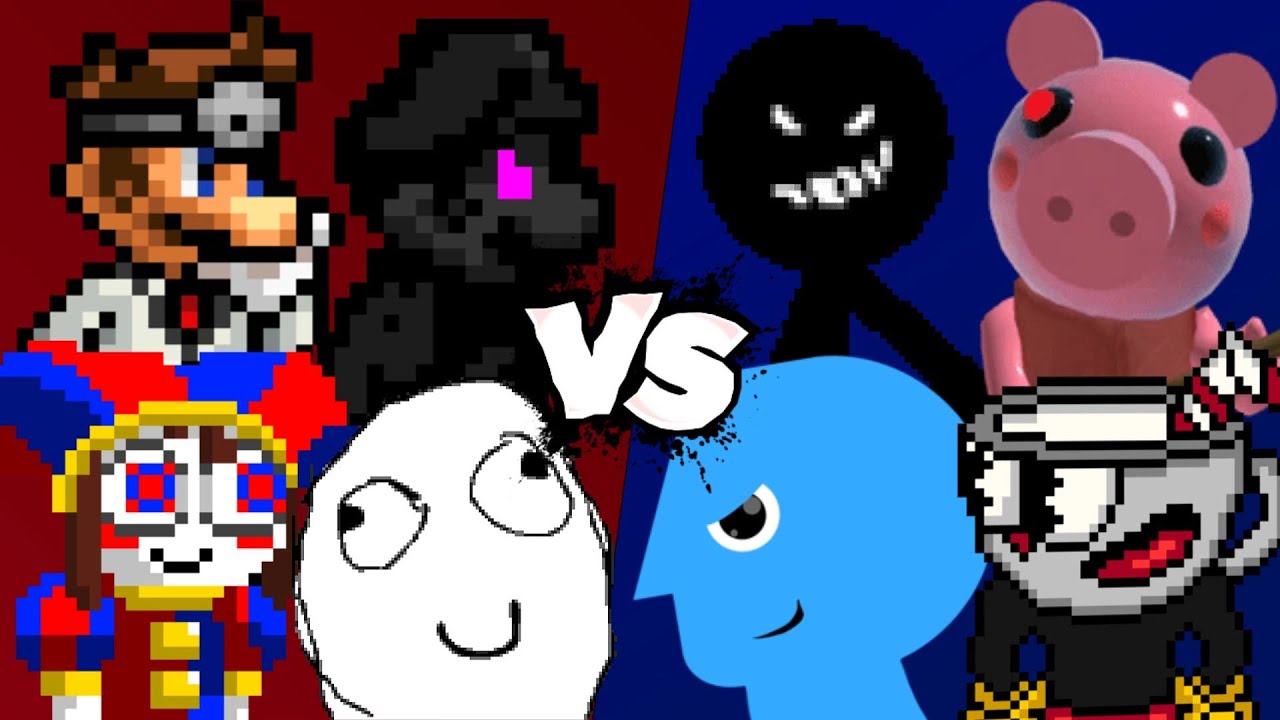 MUGEN Battle - Pomni/Derp/Dr. Mario/Dark Mario vs Piggy/Marshall ...