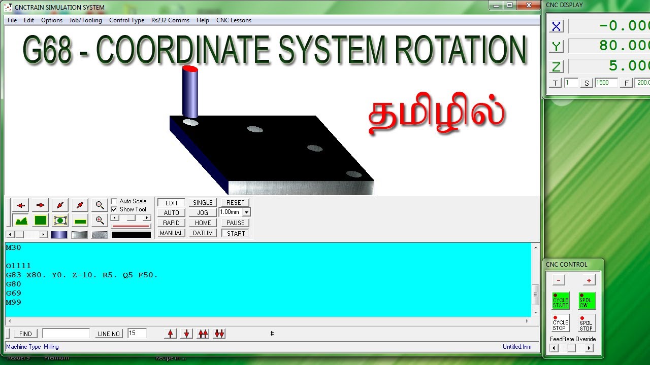 G68 COORDINATE SYSTEM ROTATION IN TAMIL - YouTube