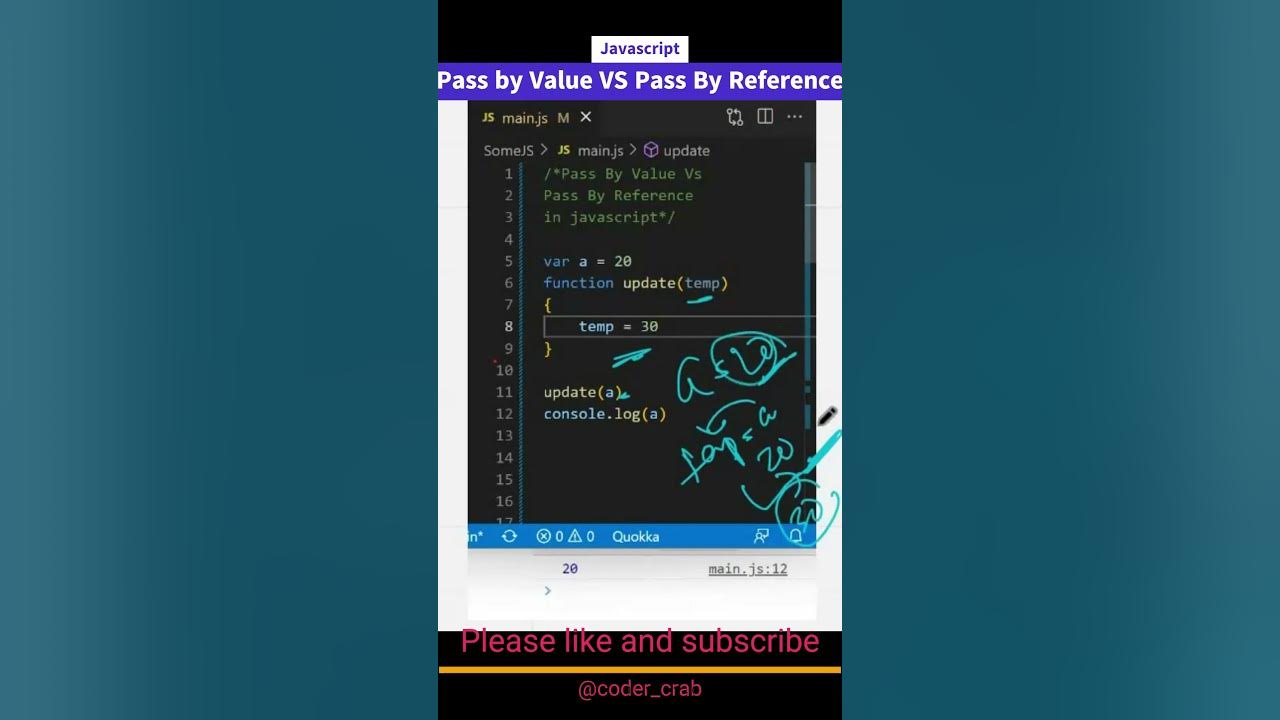 pass by value vs pass by reference in javascript #shorts - YouTube