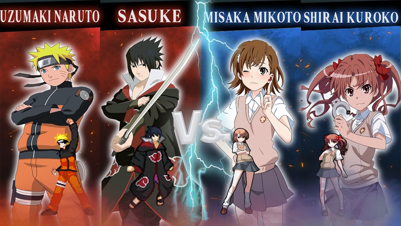 [MUGEN] Uzumaki Naruto & Sasuke vs Misaka Mikoto & Shirai Kuroko - YouTube