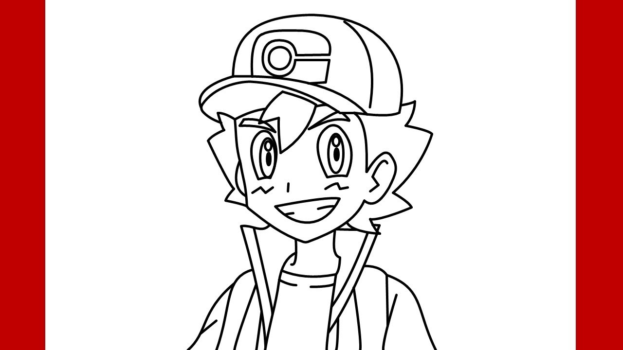 How to Draw Ash Ketchum from Pokemon Step by Step Drawing - YouTube