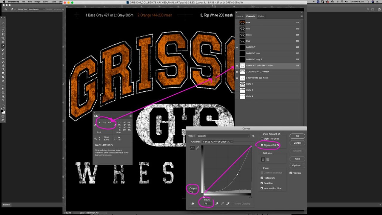 How to color separate a screen print using a 3 color distressed design ...