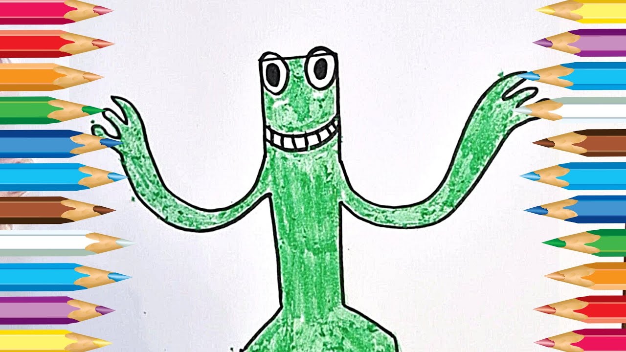 Drawing Green from Rainbow friends easy How to draw Coloring and ...