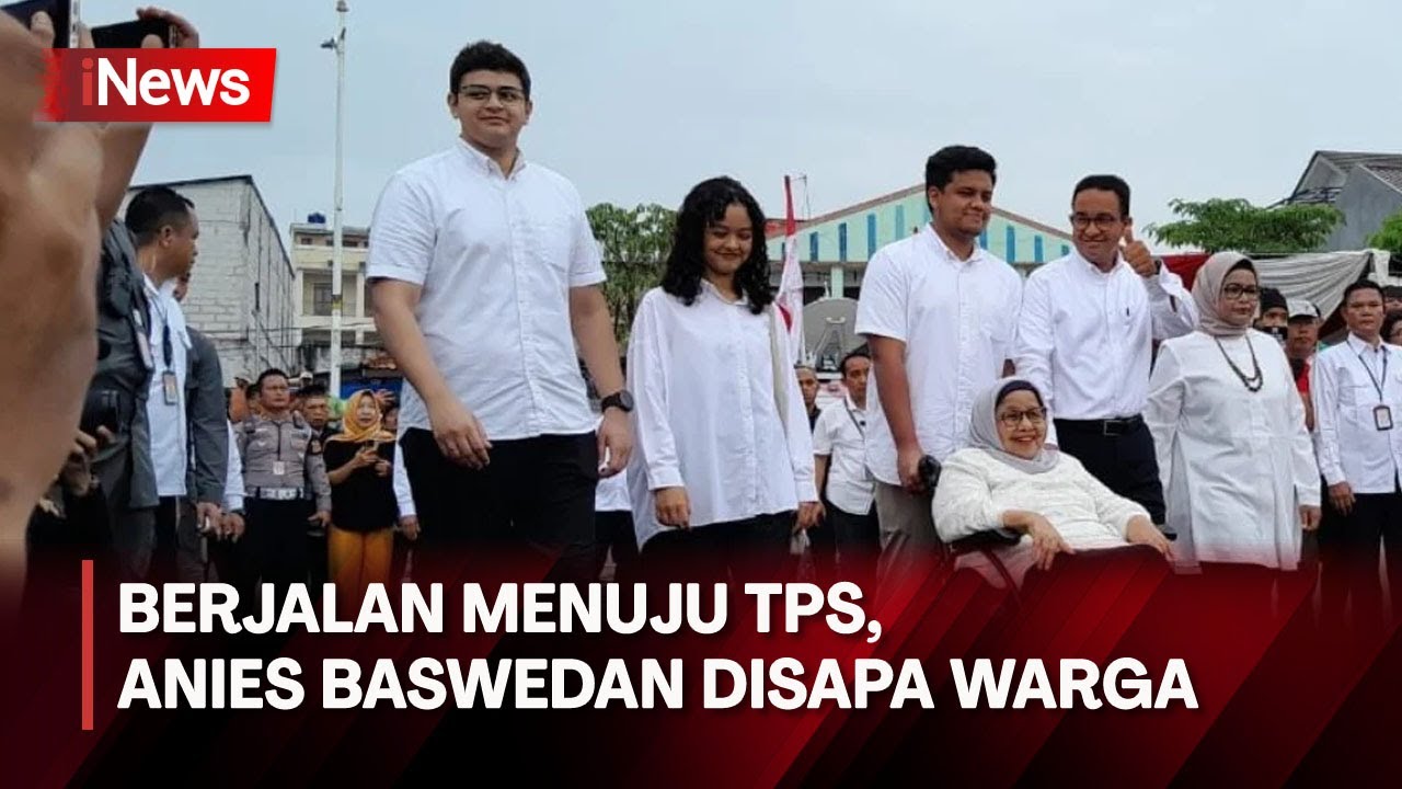 Anies Baswedan dan Keluarga Berjalan Menuju TPS untuk Mencoblos ...