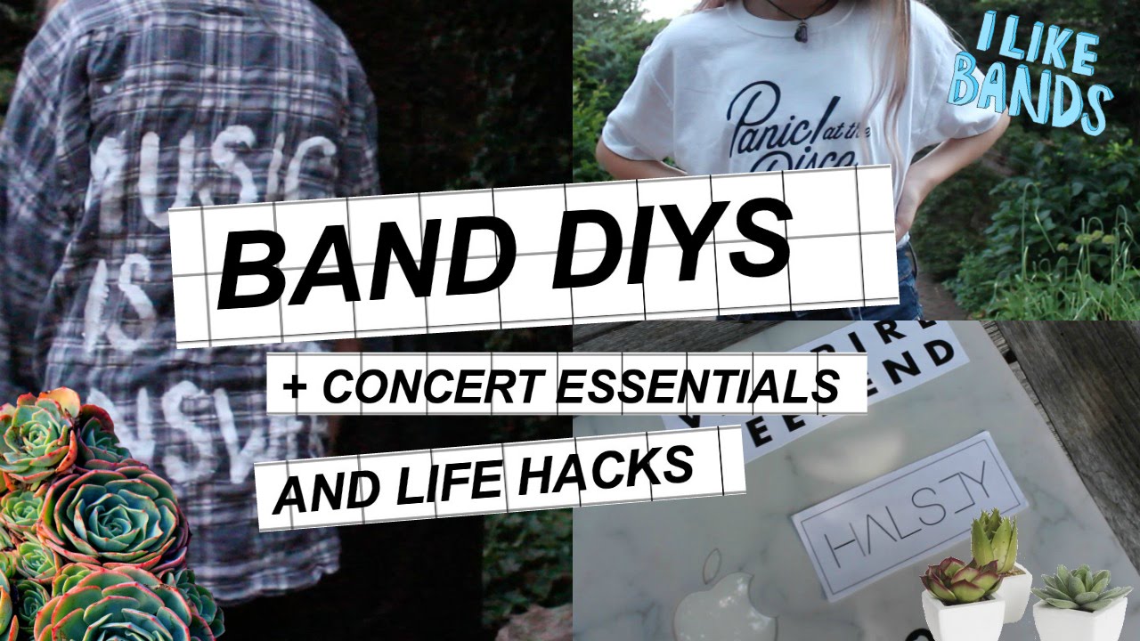BAND DIYS + concert essentials and life hacks // DIY band shirt, band ...