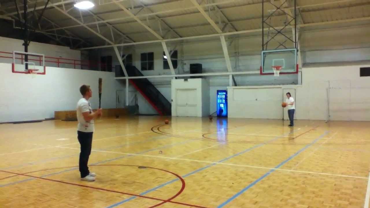 Basketball shot with baseball bat - YouTube