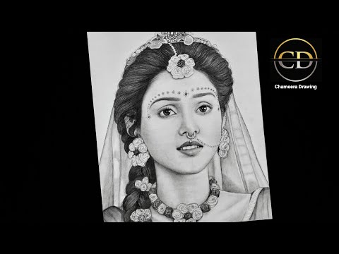 How to draw "Radha" (step by step) Pencil Drawing // One Pencil Drawing ...
