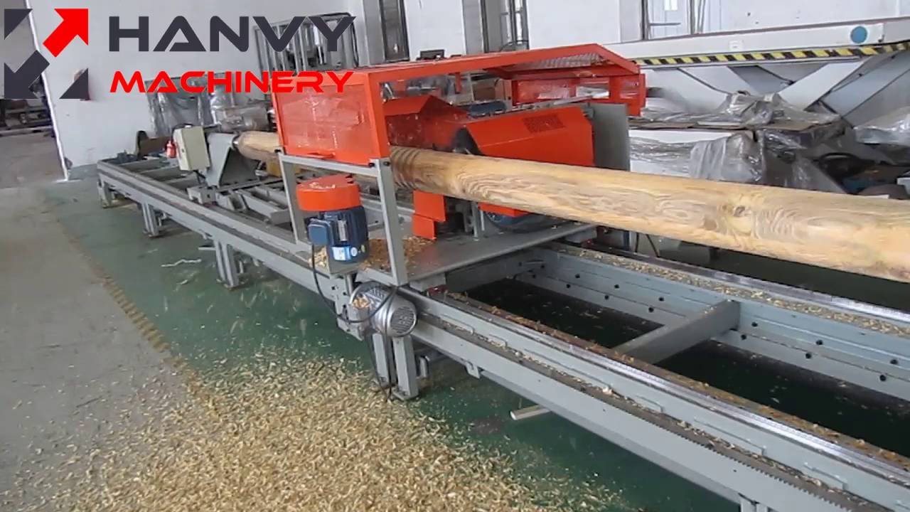 Log home machinery--log lathe - YouTube