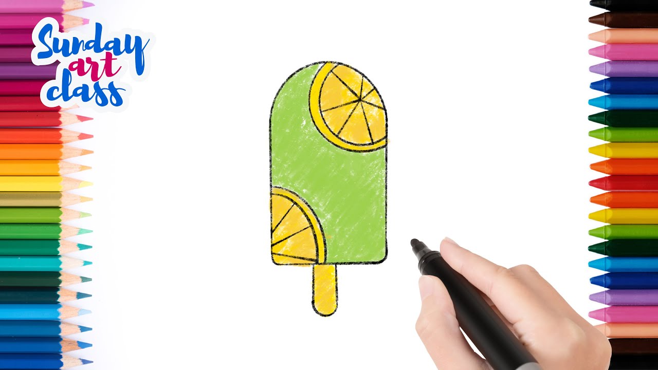 Lemon Ice Cream Drawing - Draw for Kids | Sunday Art Class (Food Series ...