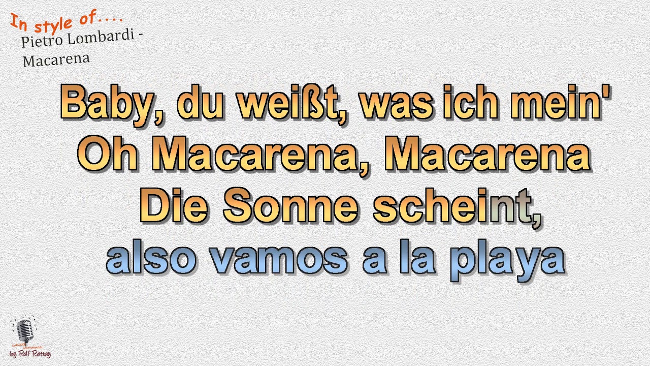 Pietro Lombardi - Macarena - Instrumental und Karaoke by rolf rattay ...