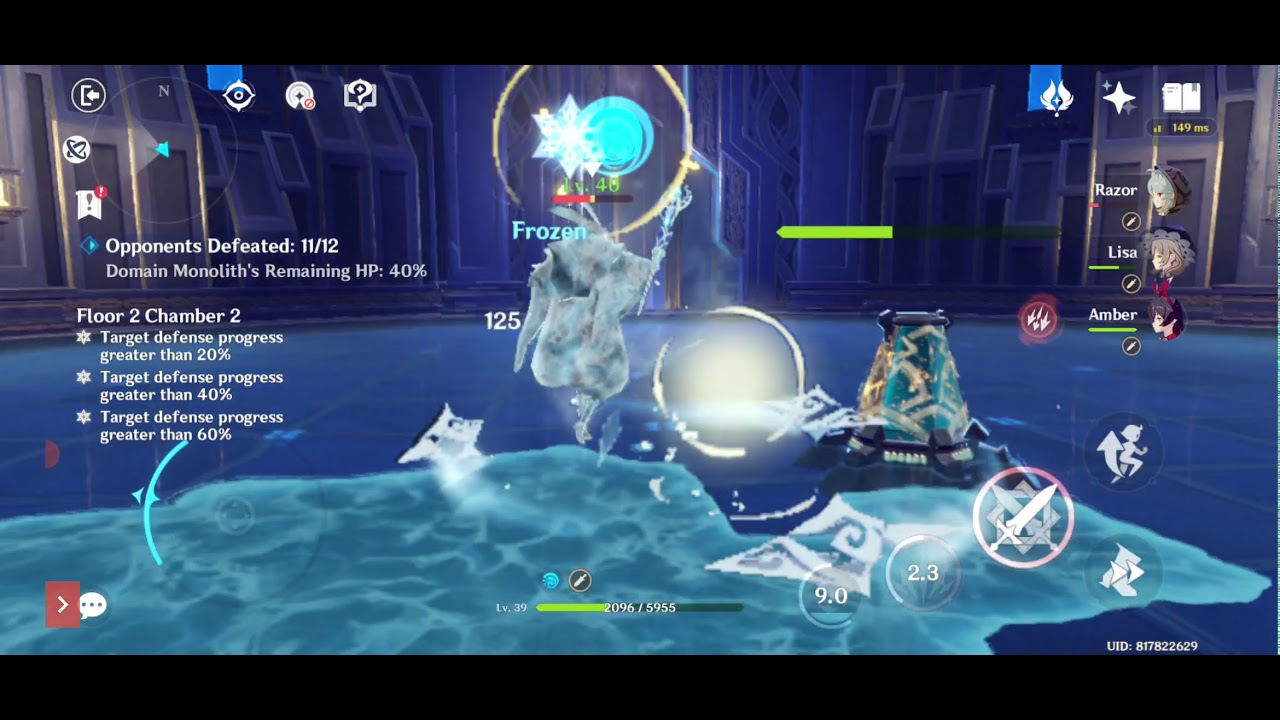 Genshin Impact Kaeya Superb Attack against Level 40 Abyss Mage - YouTube