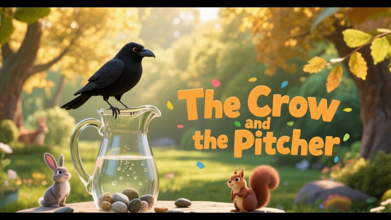 🐦 The Crow and the Pitcher 💧 | Classic Fable About Clever Problem ...