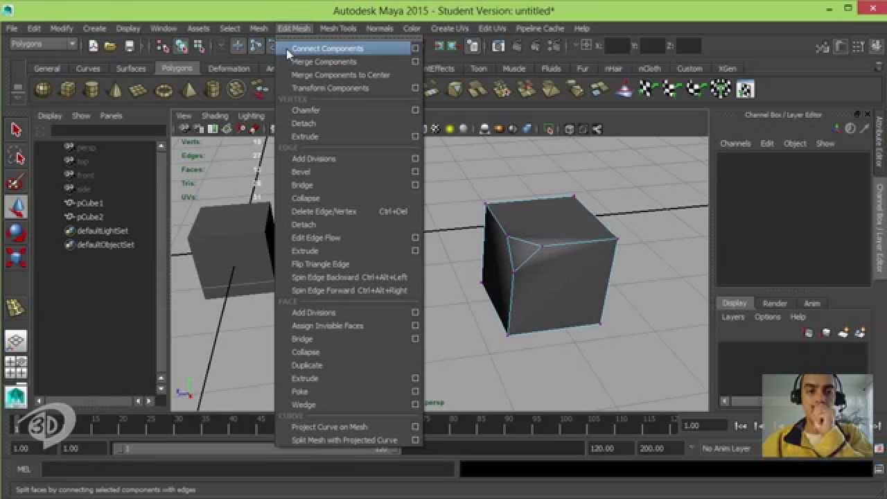 10 - Modelagem 1de2 - Bevel - Curso 3D Basico - Maya - YouTube