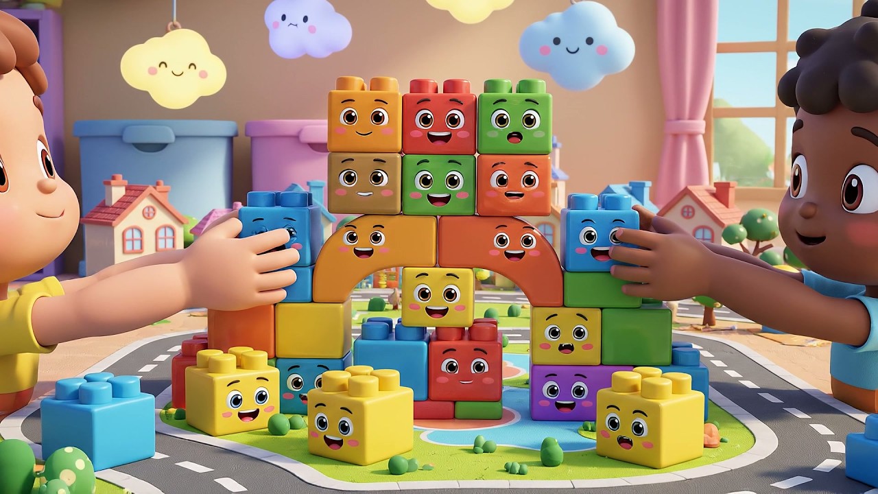 Four Little Building Blocks Stack Stack Stack | Colors & Shapes Song ...
