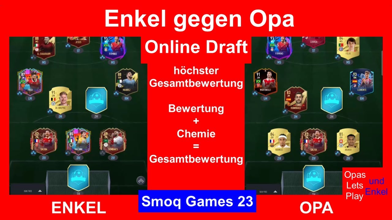 Wer bildet bestes Online Draft und zieht die besten Karten. Opa gegen ...