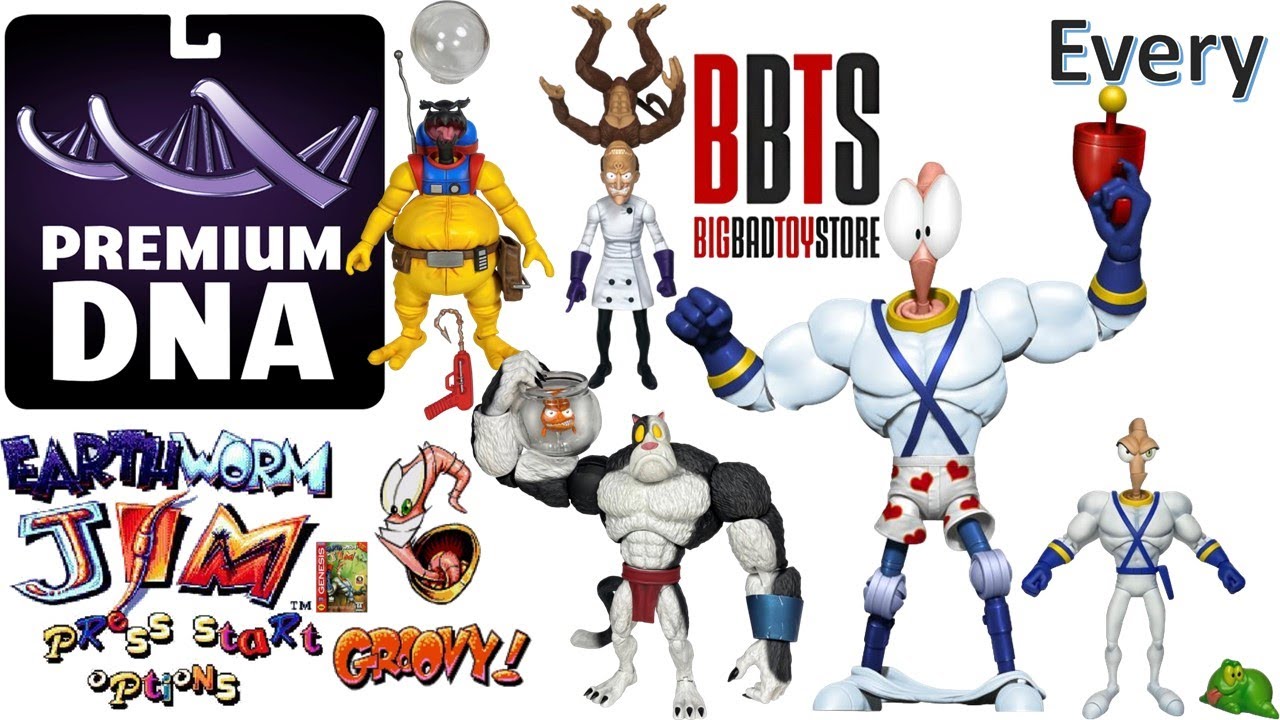 *see newer video* Every Premium DNA Earthworm Jim Wave 1 Sega Video ...