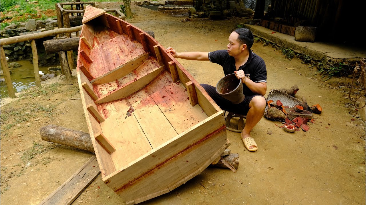 primitive skills; DIY WOODEN BOAT - YouTube